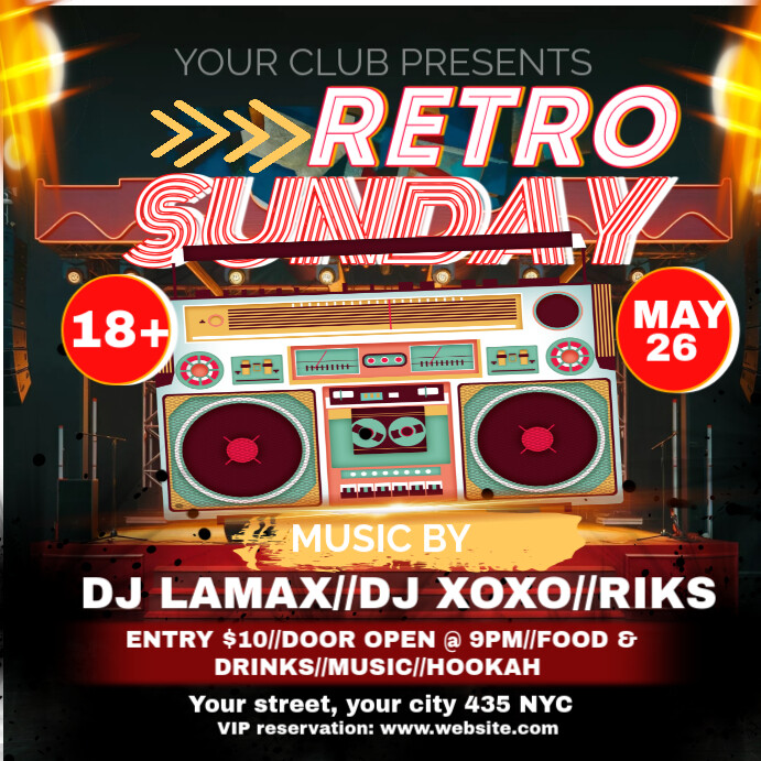 Copy of Black Vintage red and white retro Sunday Instagram Post | PosterMyWall