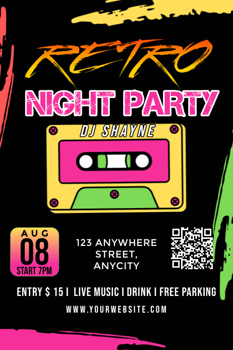 Black Vintage Retro Night Party Poster Templat | PosterMyWall