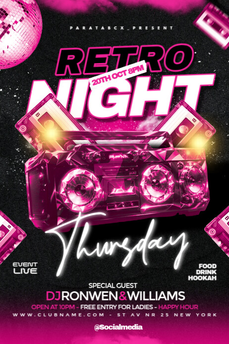 Copy of Black Vintage Retro Night Thursday Party Poster | PosterMyWall