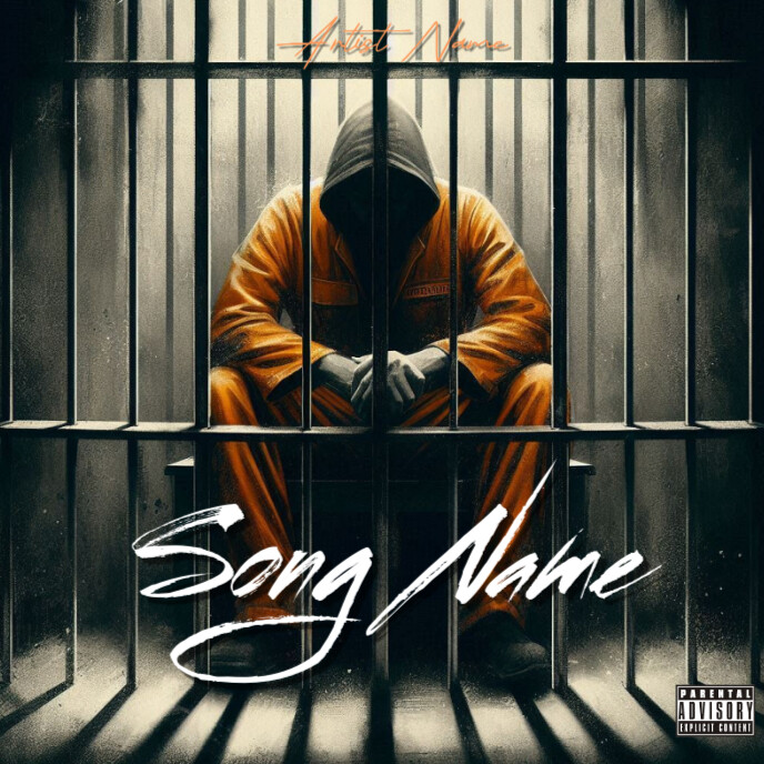 Black Vintage Sad Alone Man In Jail Album Cover Template | PosterMyWall