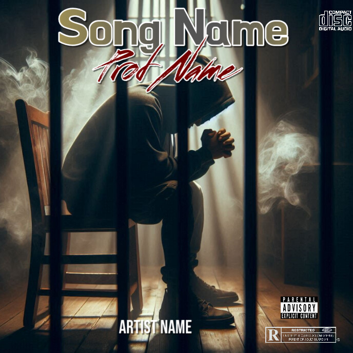 Black Vintage Sad Man Jail Song Album Cover Template | PosterMyWall