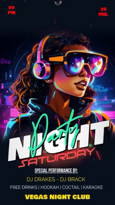 Copy of Black Vintage Saturday Night Party Template Instagram Reel ...