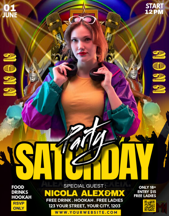 Black Vintage Saturday Party Poster/wallboard Template | PosterMyWall