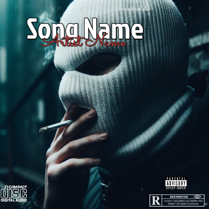 Black Vintage Smokey Man Ski Mask Song Mixtape Album Cover Template ...