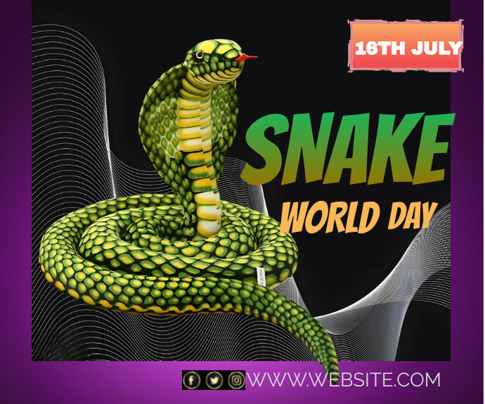 Black Vintage Snake World Day Medium Rectang Template | PosterMyWall