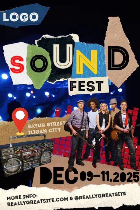 Black Vintage Sound Festival Poster Template | PosterMyWall