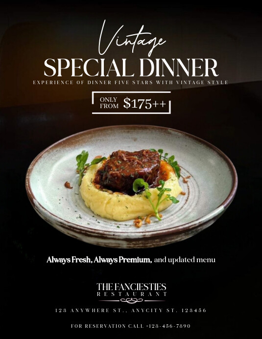 Black Vintage Special Dinner Promo Flyer (us Template | PosterMyWall