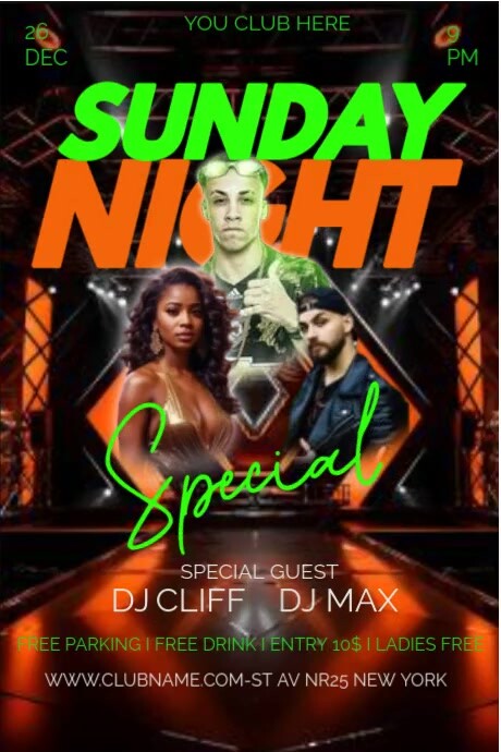 Black Vintage Sunday Night Poster Template | PosterMyWall