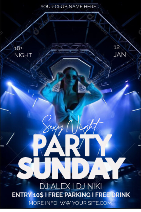 Black Vintage Sunday Party Poster Template | PosterMyWall