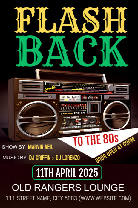 Copy of Black Vintage Throwback Night Party Poster | PosterMyWall