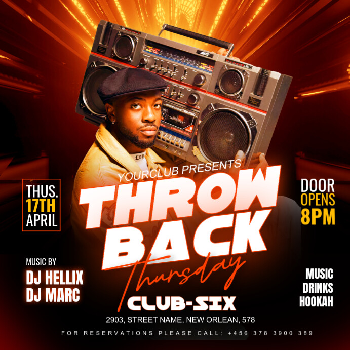 Black Vintage Throwback Thursday Party Instagram Post Template ...