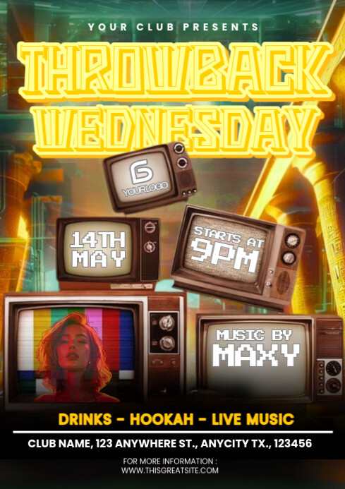 Copy of Black Vintage Throwback Wednesday Party A4 | PosterMyWall