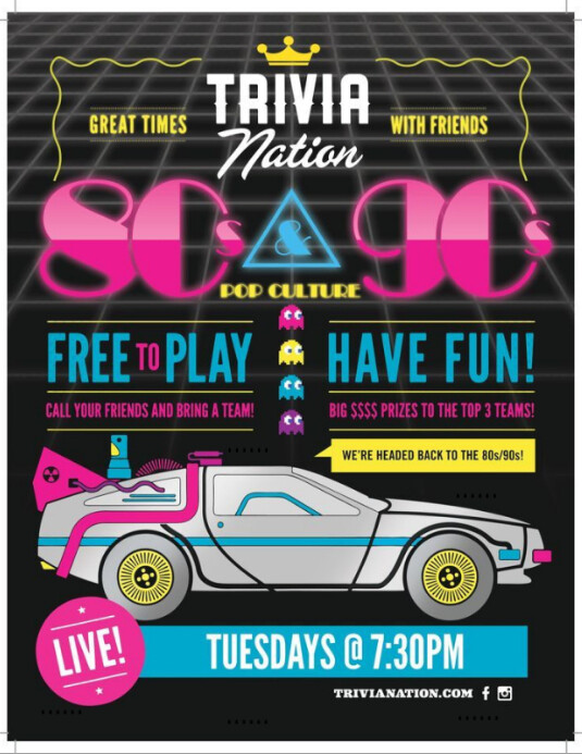 Black Vintage Trivia And Quiz Nights Flyer (us Letter) Template | PosterMyWall