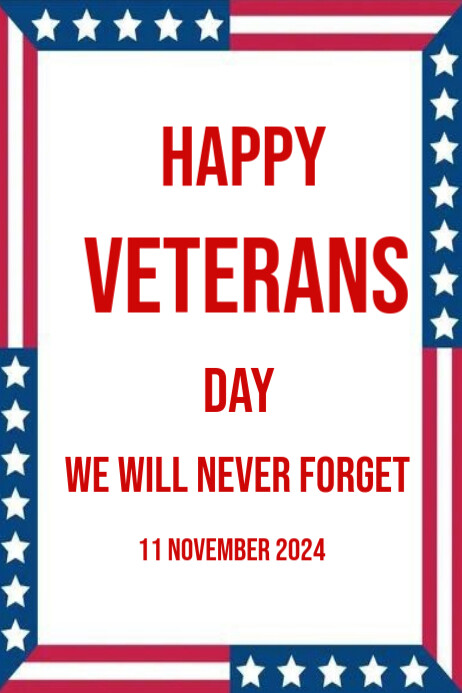 Black Vintage Veterans Day 11 November 2024 Poster Template | PosterMyWall