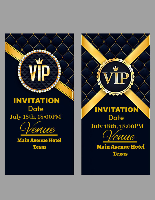 Black Vintage Vip Invitation Card Flyer (us Template | PosterMyWall