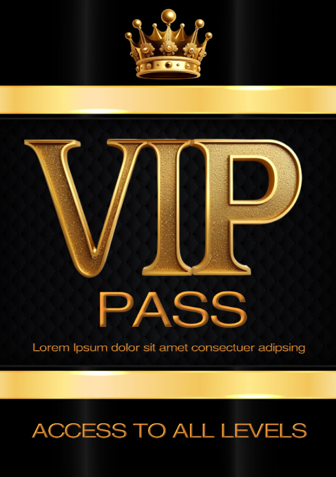 Black VIP Pass A5 Template | PosterMyWall