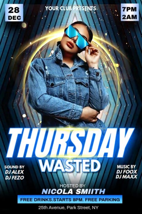 Black Wasted Thursday Party Video Flyer Poster Template | PosterMyWall