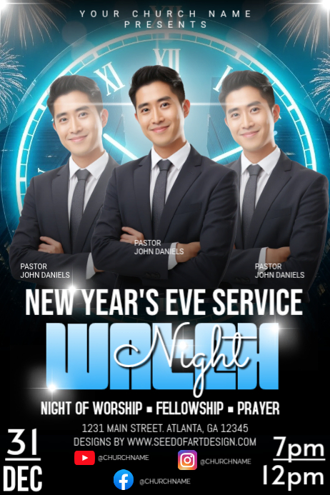 Black Watch Night New Years Eve Service Poster Template | PosterMyWall