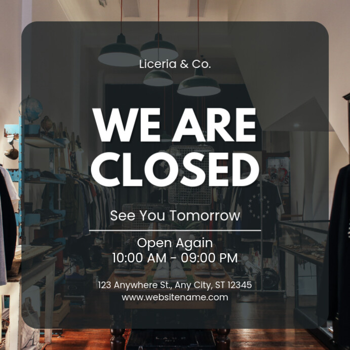 Black We Are Closed Instagram Post Template | PosterMyWall