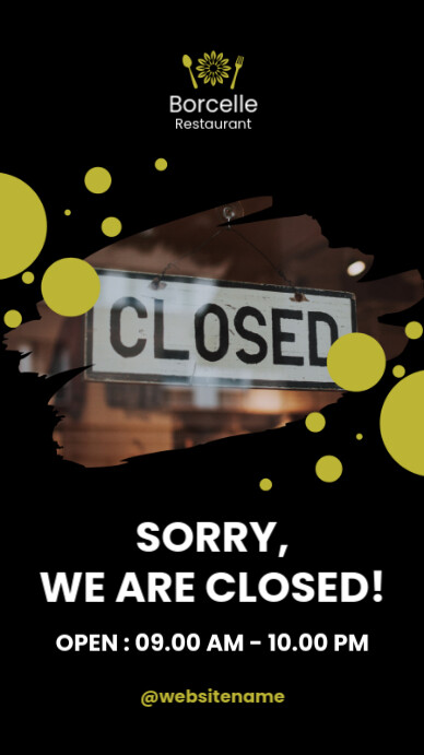 Black We Are Closed Instagram Story Template | PosterMyWall