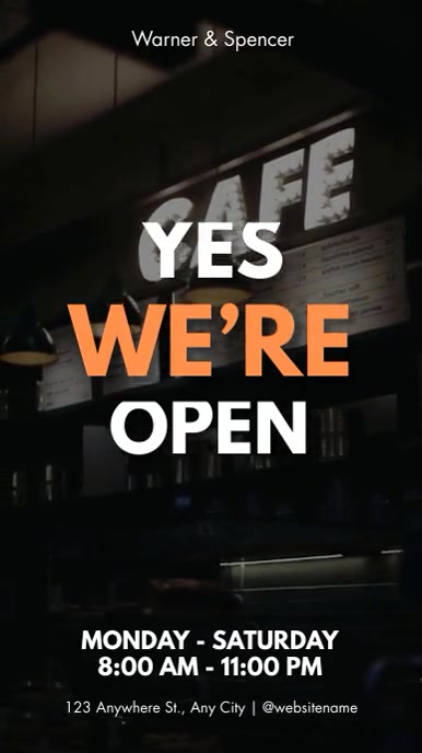 Black We Are Open Instagram Story Template | PosterMyWall