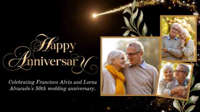 Plantilla de Black Wedding Anniversary Video Template Digital Display ...