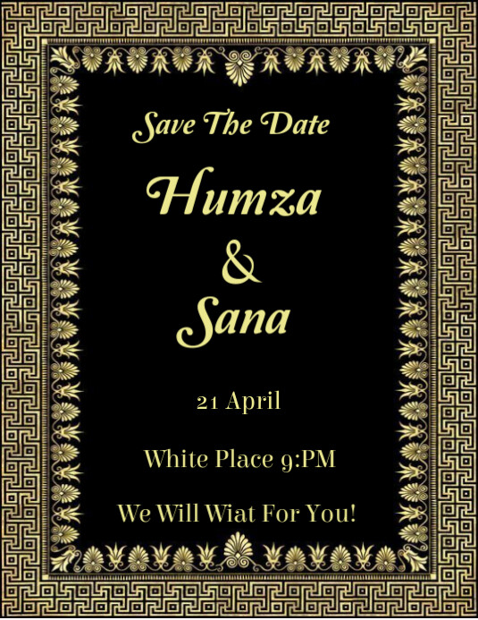 Black Wedding Invitation Card Design Template Flyer (us Letter ...