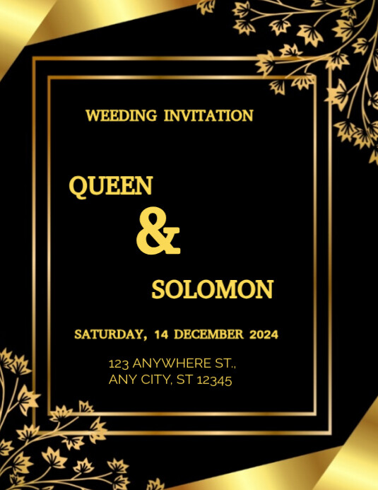 Copy of Black Wedding Invitation Flyer (us Letter) | PosterMyWall