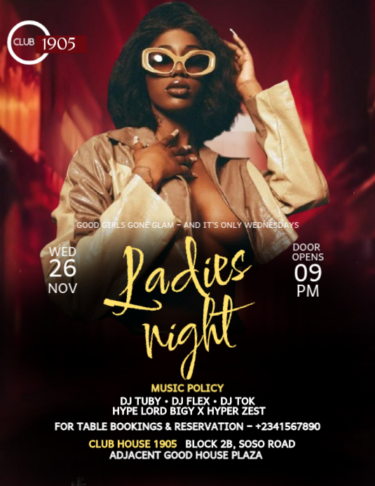 Plantilla de Black Wednesday Ladies Night Party Flyer (us Letter ...