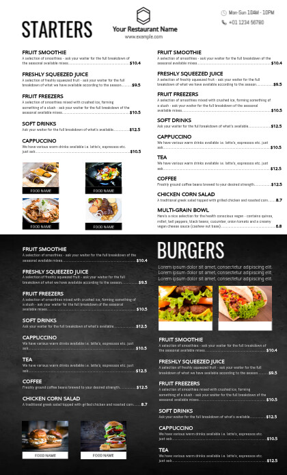 Copy of Black White Restaurant Menu | PosterMyWall