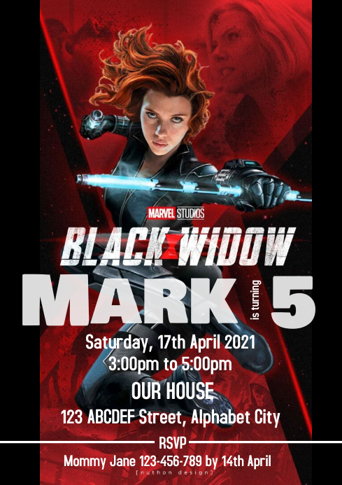 Black Widow Birthday Invitation 6 Template | PosterMyWall