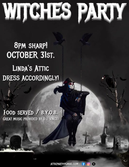 Plantilla de Black Witches Party Video Invitation Flyer Flyer (us ...
