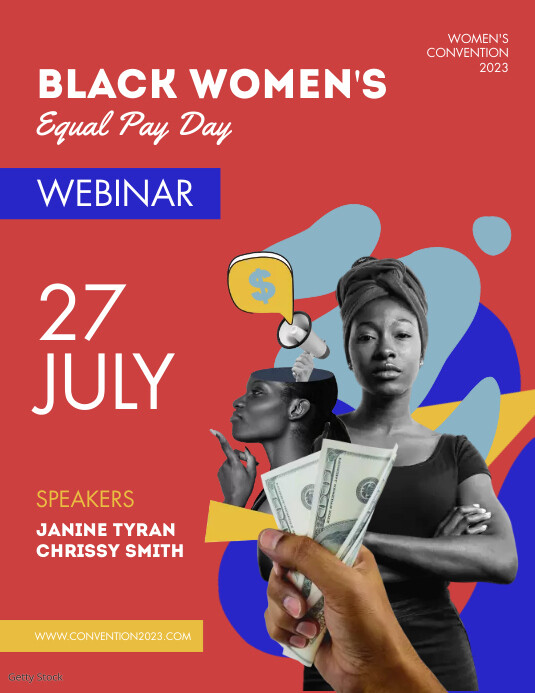 Black Women's Equal Pay Day Poster Red Template | PosterMyWall