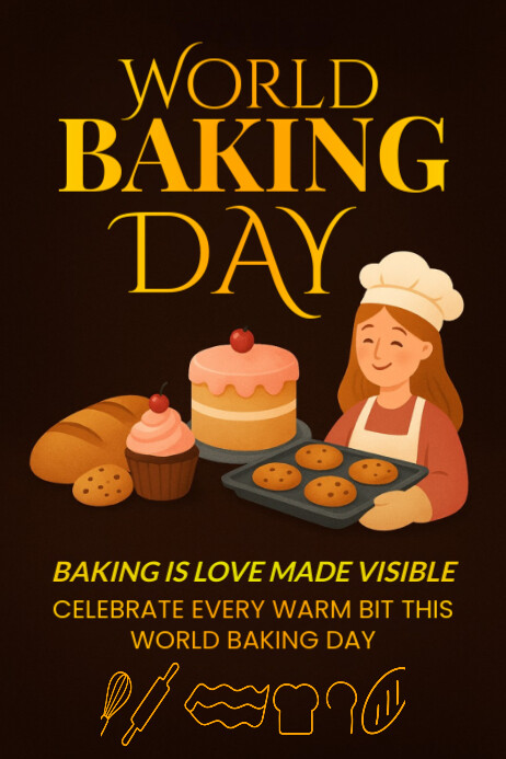 Black World Baking Day Poster Poster Template | PosterMyWall