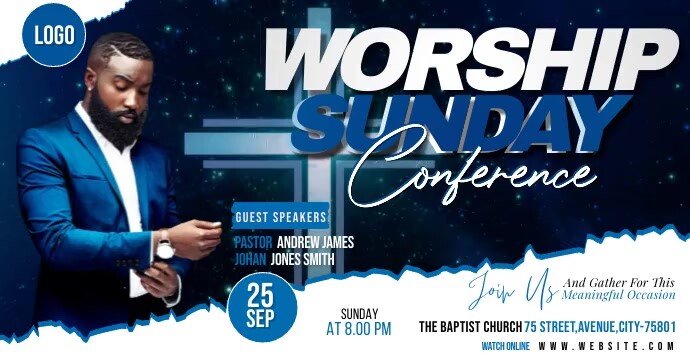 Black Worship Sunday Conference Facebook Sha Template | PosterMyWall