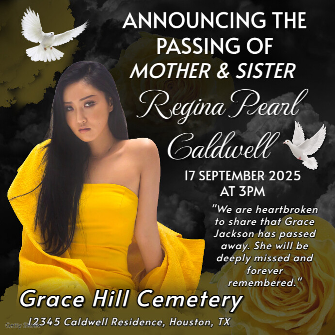 Black Yellow Funeral Flyer Memorial Flyer Template | PosterMyWall