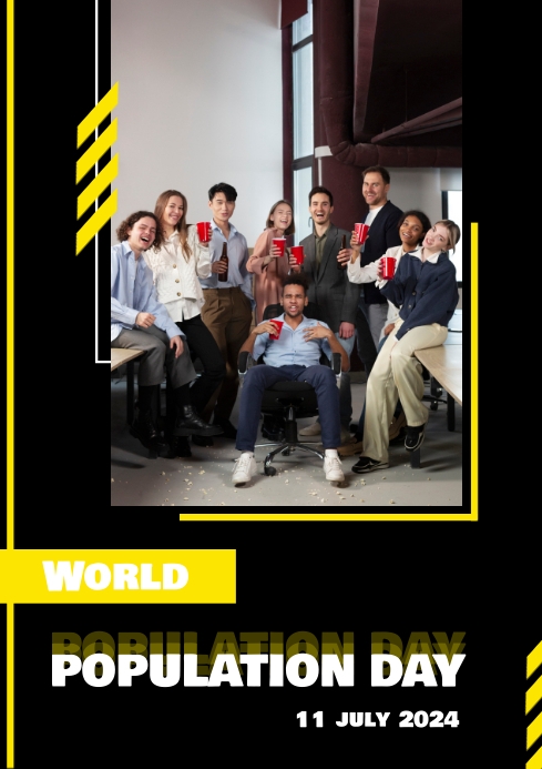Black Yellow Urban World Population Day Template | PosterMyWall