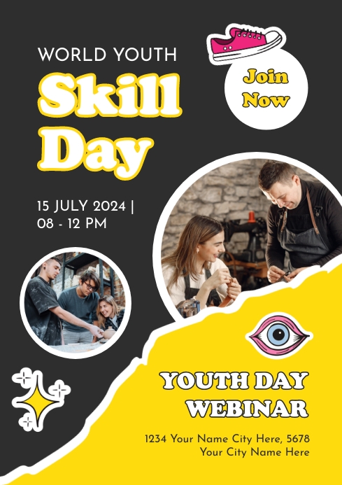 Copy of Black Yellow Urban Youth Skill Day Webinar | PosterMyWall