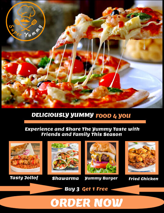 Copy of Black Yummy Bite Flyer (us Letter) | PosterMyWall