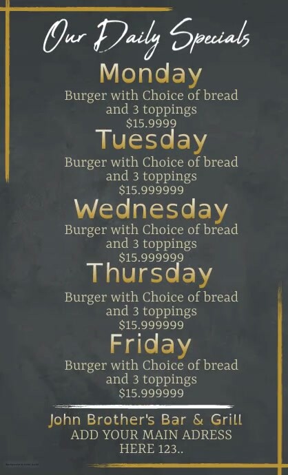 Blackboard Daily Specials Menu Template | PosterMyWall