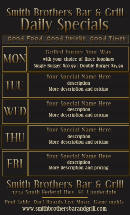 Daily Specials | PosterMyWall