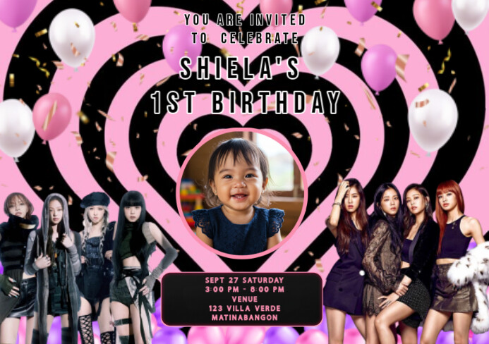 Blackpink K-pop-Inspired 1st Birthday invitation Template | PosterMyWall
