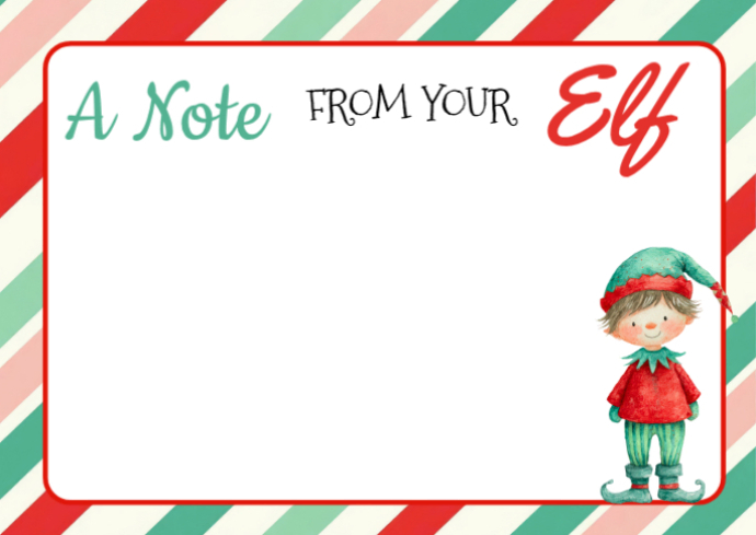 Blank Elf Note Card Printable Template | PosterMyWall