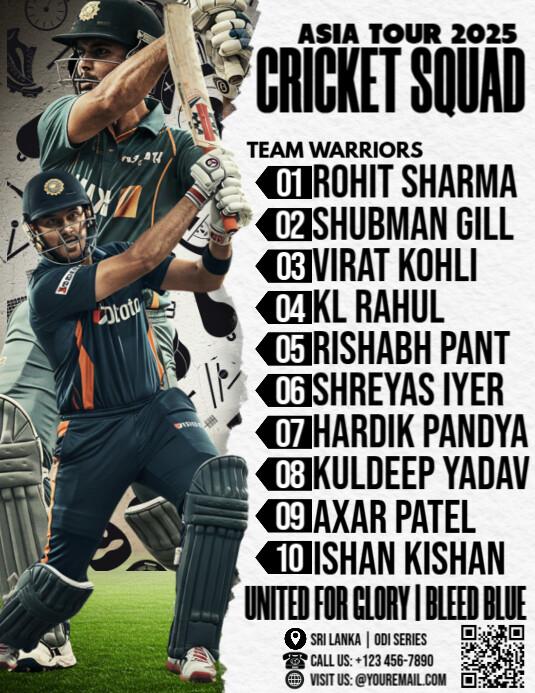 Copy of Bleed Blue: Warriors Cricket Lineup | PosterMyWall
