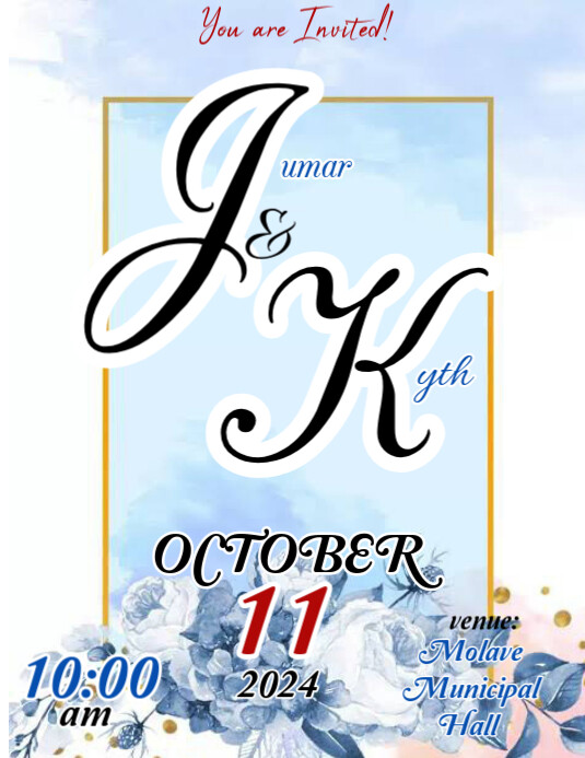 Copy of Blessed Blue Joyful J&k Wedding Inv Flyer (us Letter ...