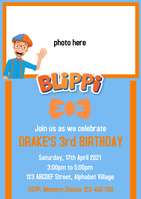 Blippi Birthday Invitation 5 Template | PosterMyWall