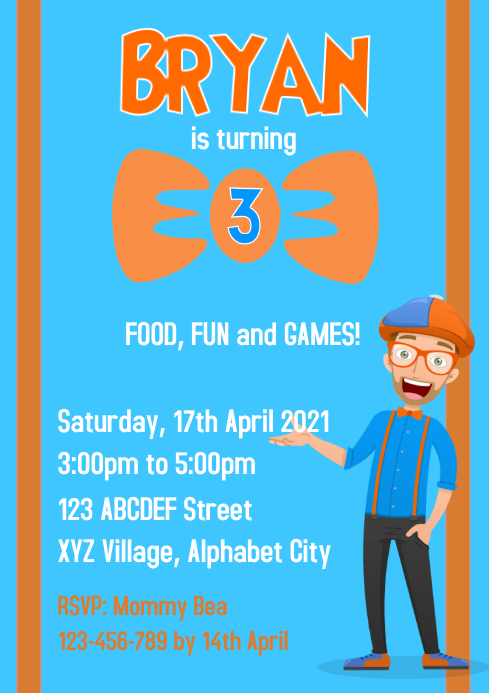 Blippi Birthday Invitation 8 Template | PosterMyWall