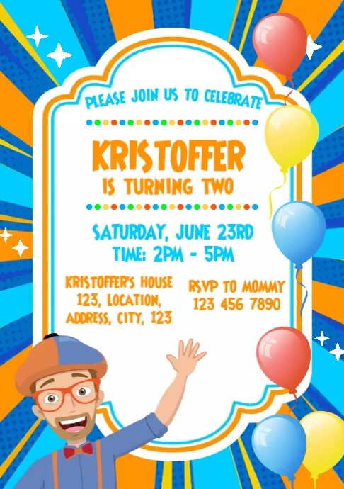 Blippi Birthday Invitation Template Design | PosterMyWall