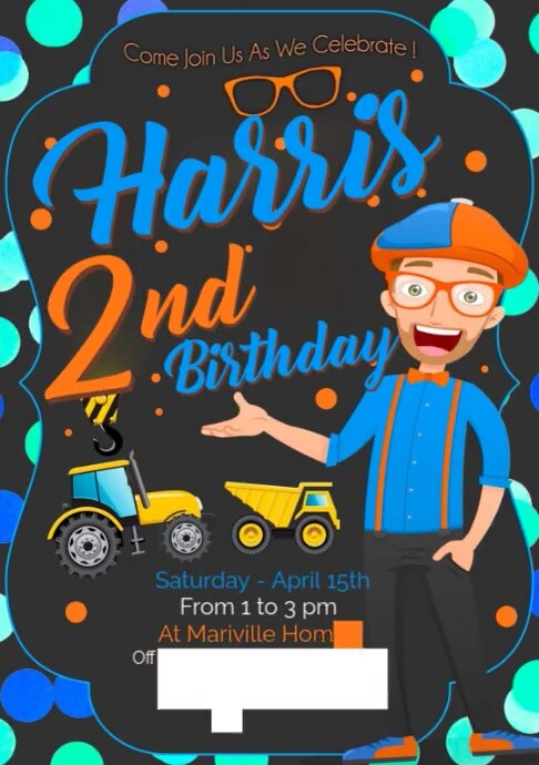 Blippi Birthday Party Invitation Template | PosterMyWall