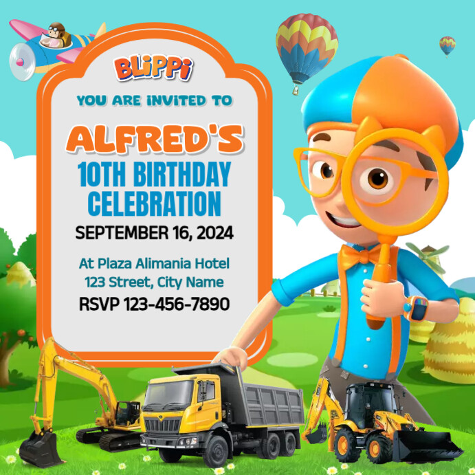 Blippi Birthday Template | PosterMyWall